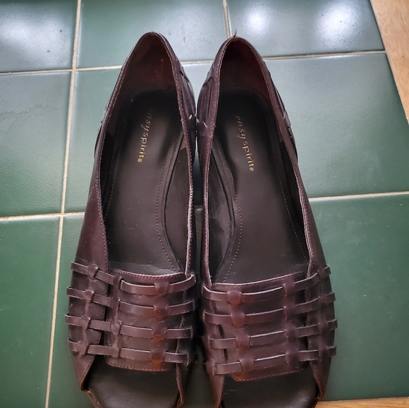 Easy Spirit | Shoes | Easy Spirit Open Toe Loafer Size 9 Dark Brown ...